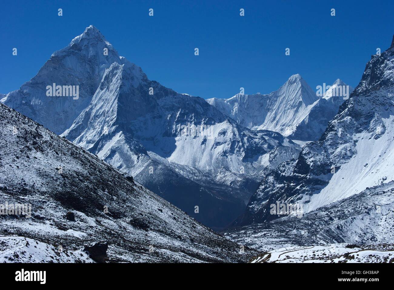 Chola Khola Valley near Dzonglha with Ama Dablam, Solukhumbu District ...