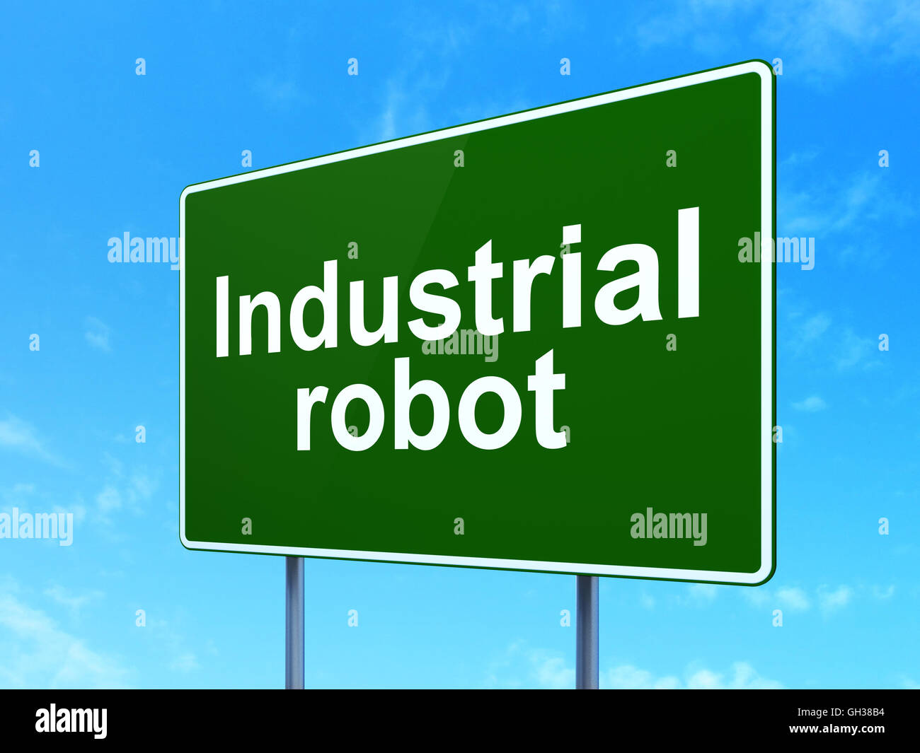 Industry concept: Industrial Robot on road sign background Stock Photo ...