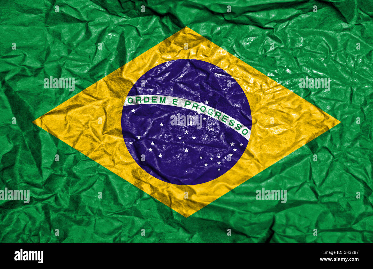 Brazil vintage flag on old crumpled paper background Stock Photo - Alamy