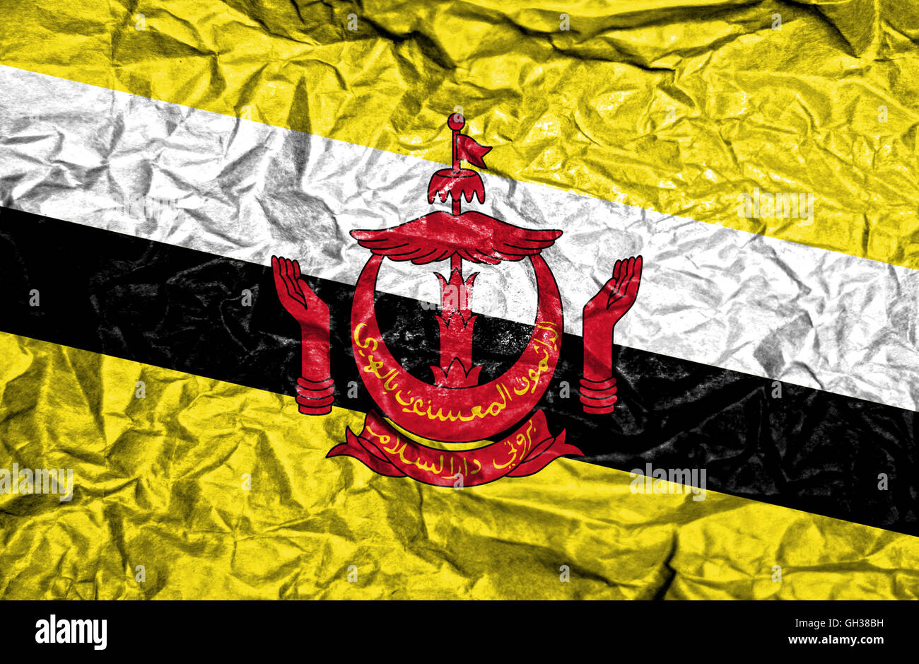 Brunei vintage flag on old crumpled paper background Stock Photo - Alamy