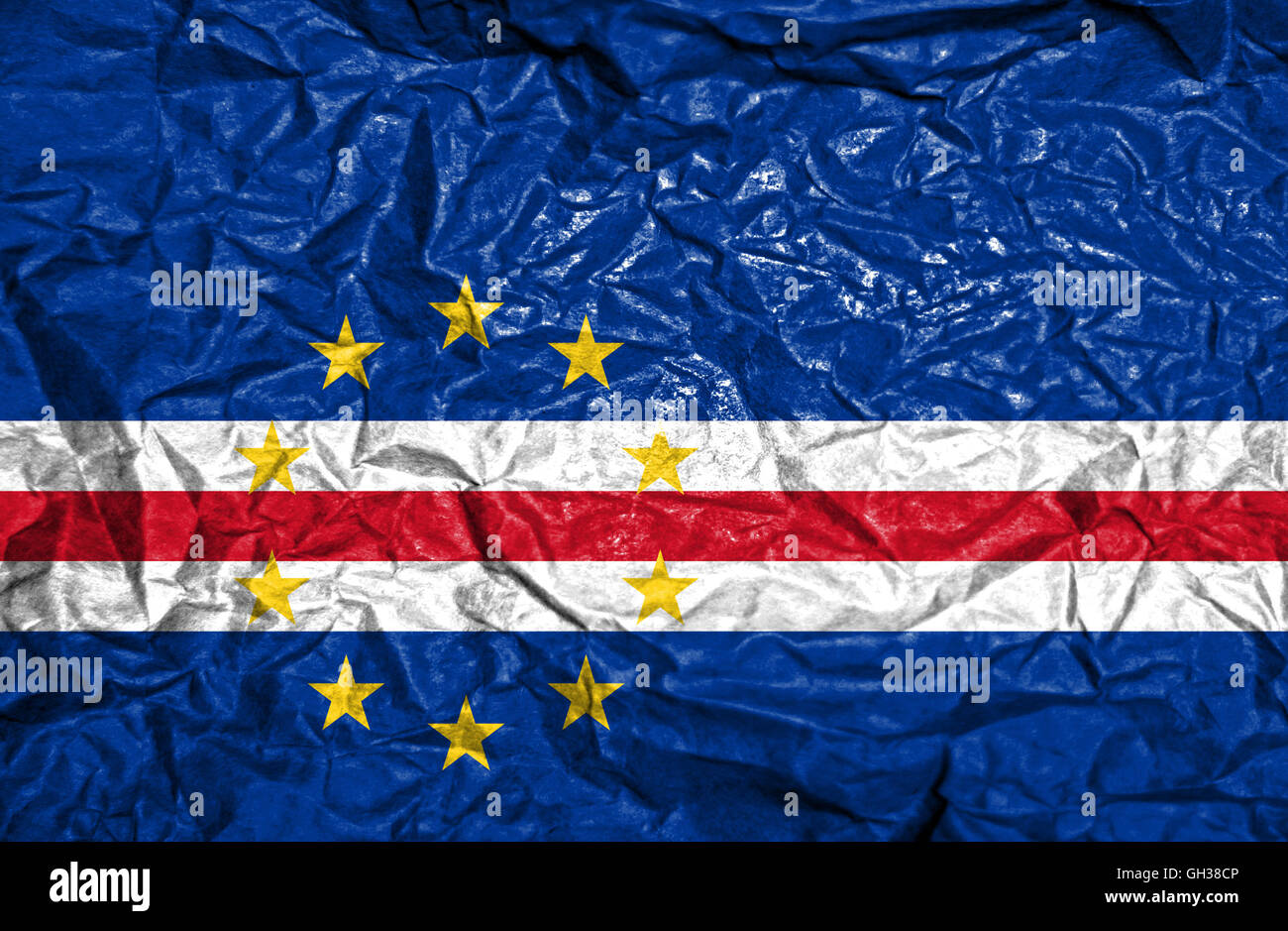 Cape Verde vintage flag on old crumpled paper background Stock Photo ...