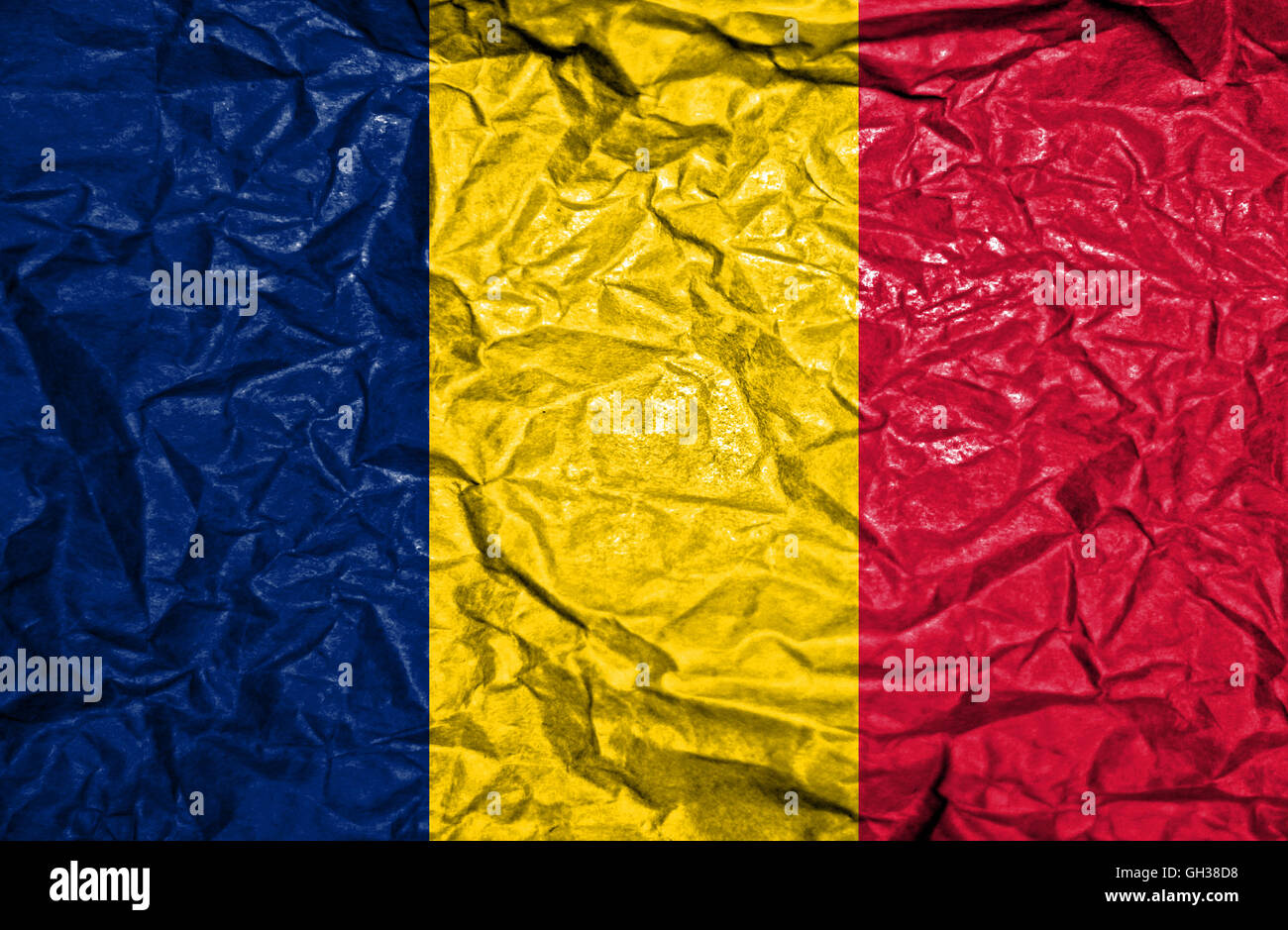 Chad vintage flag on old crumpled paper background Stock Photo - Alamy