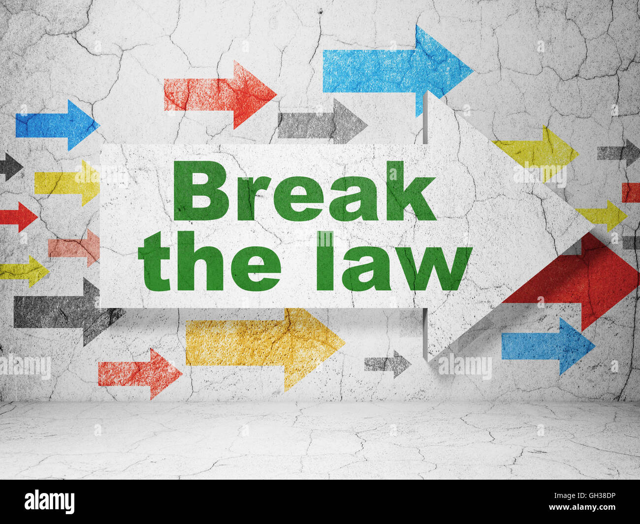 Law concept: arrow with Break The Law on grunge wall background Stock ...