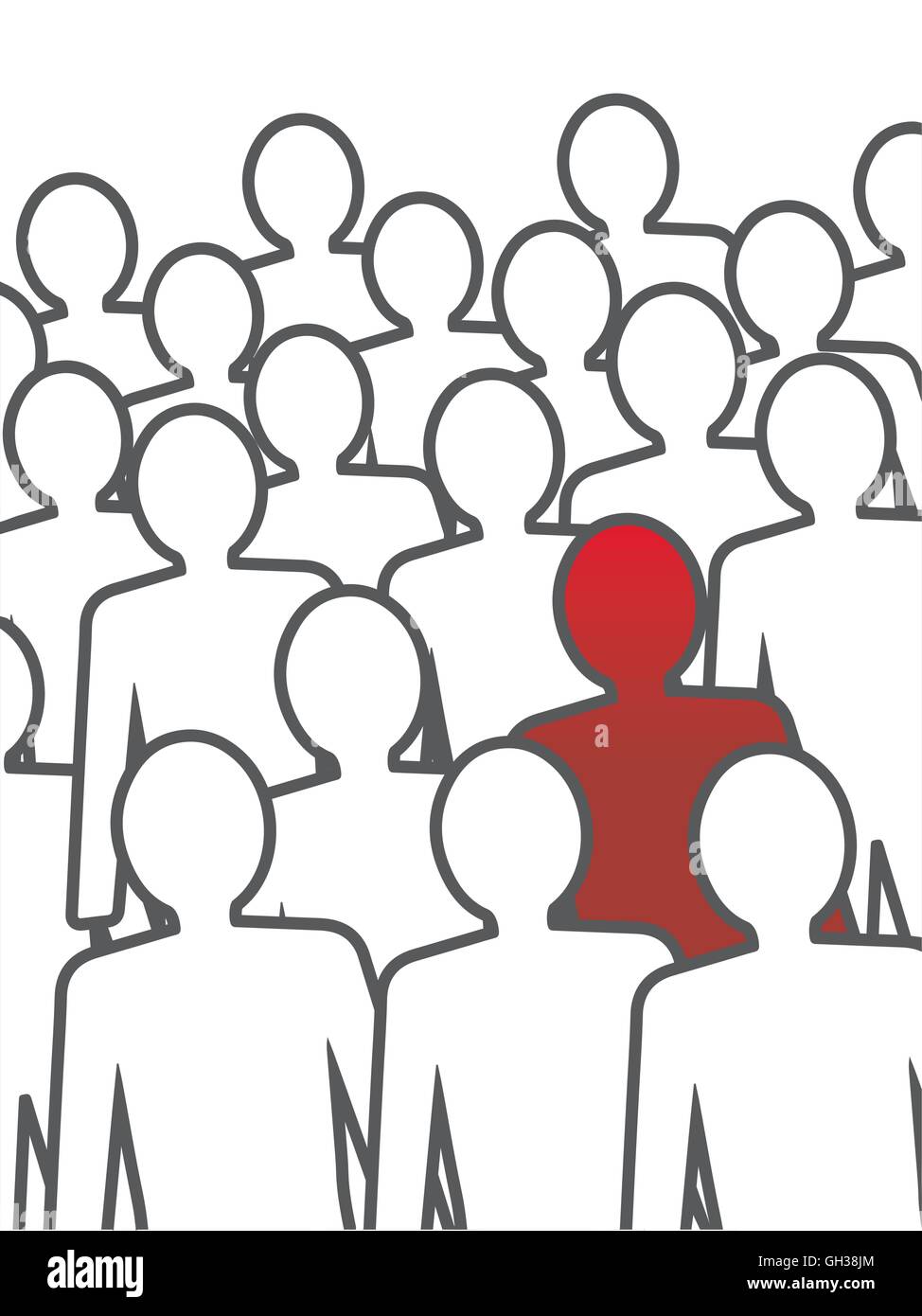 Unusual person in the crowd. Vector concept illustration Stock Vector ...