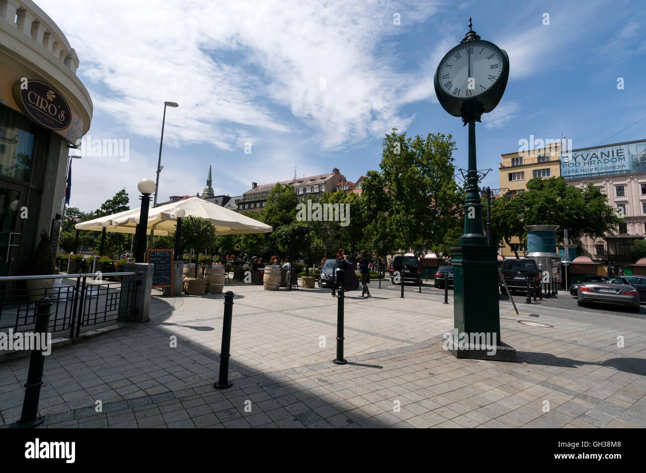 A large street clock in Hviezdoslavovo námestie (Hviezdoslavovo Square ...