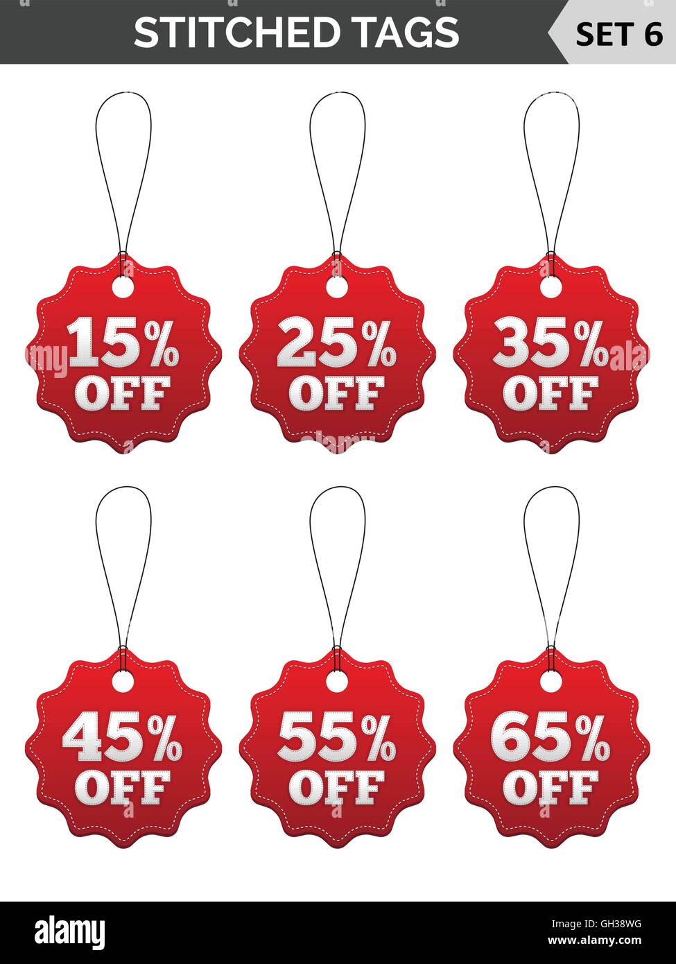 Stitched tags. Set 6. Vector illustration Stock Vector Image & Art - Alamy