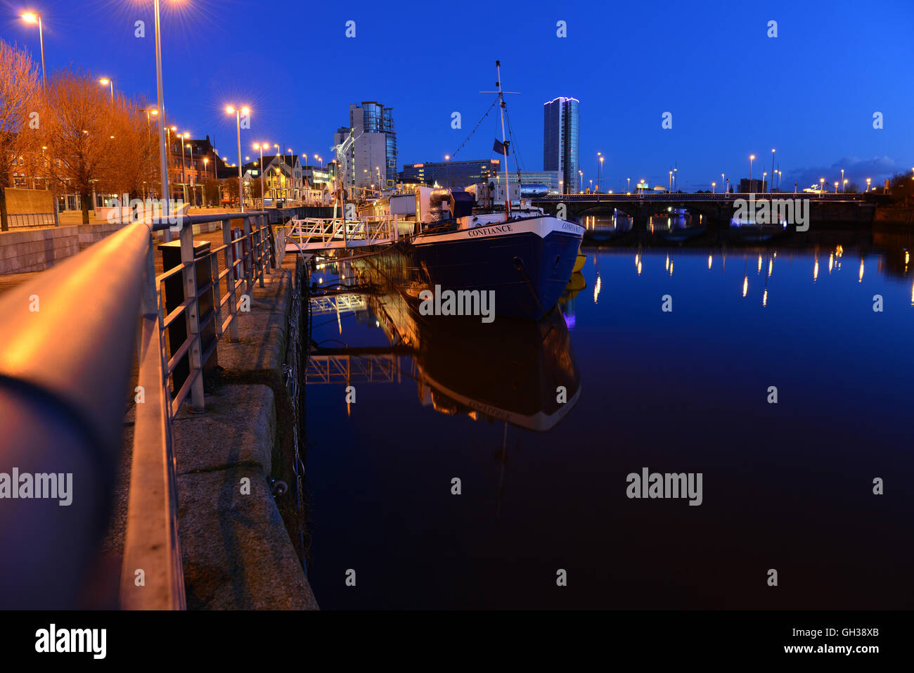 View back to Lagan at night Stock Photo - Alamy