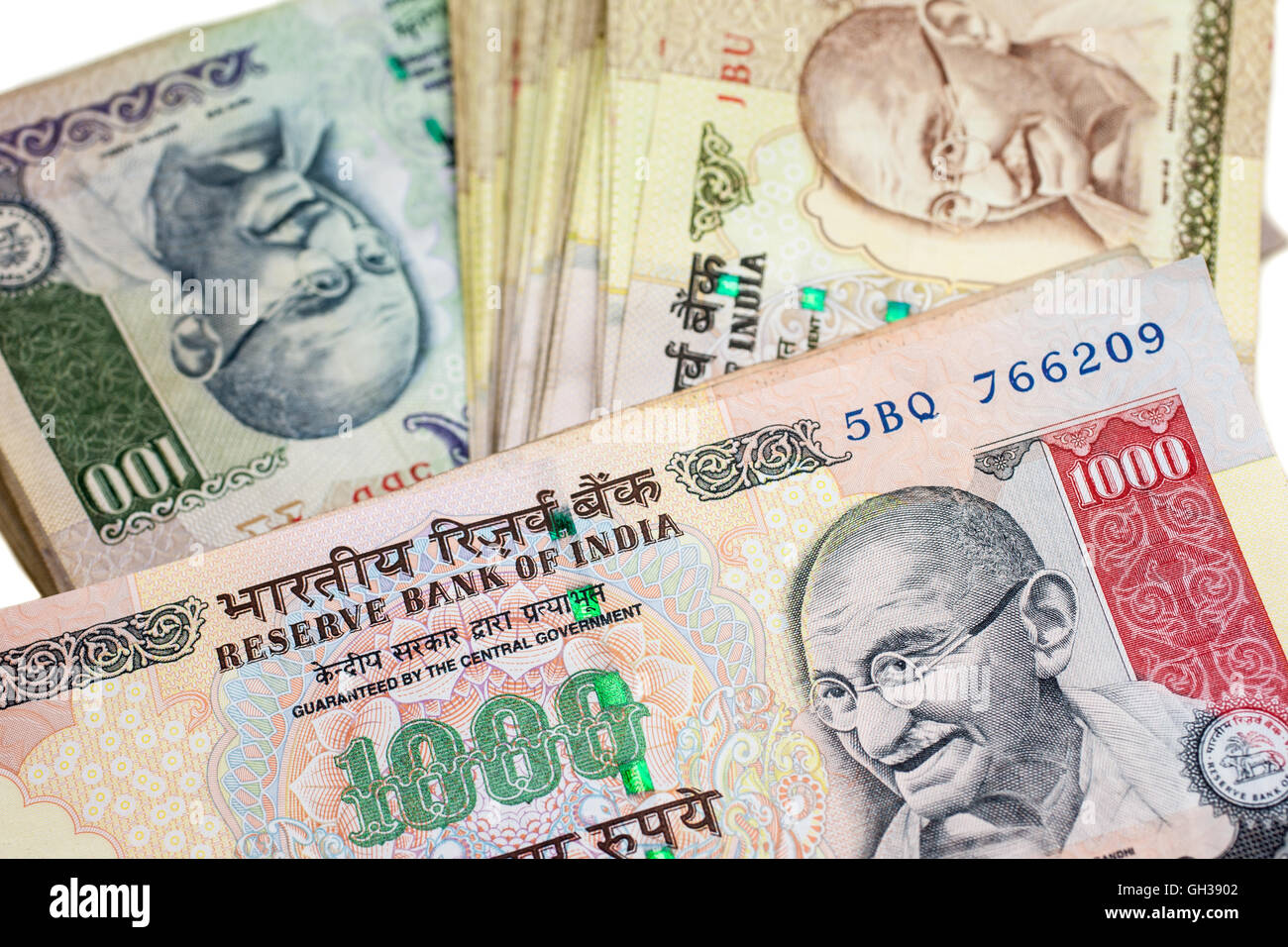 Piles of large bills in Indian currency Stock Photo - Alamy