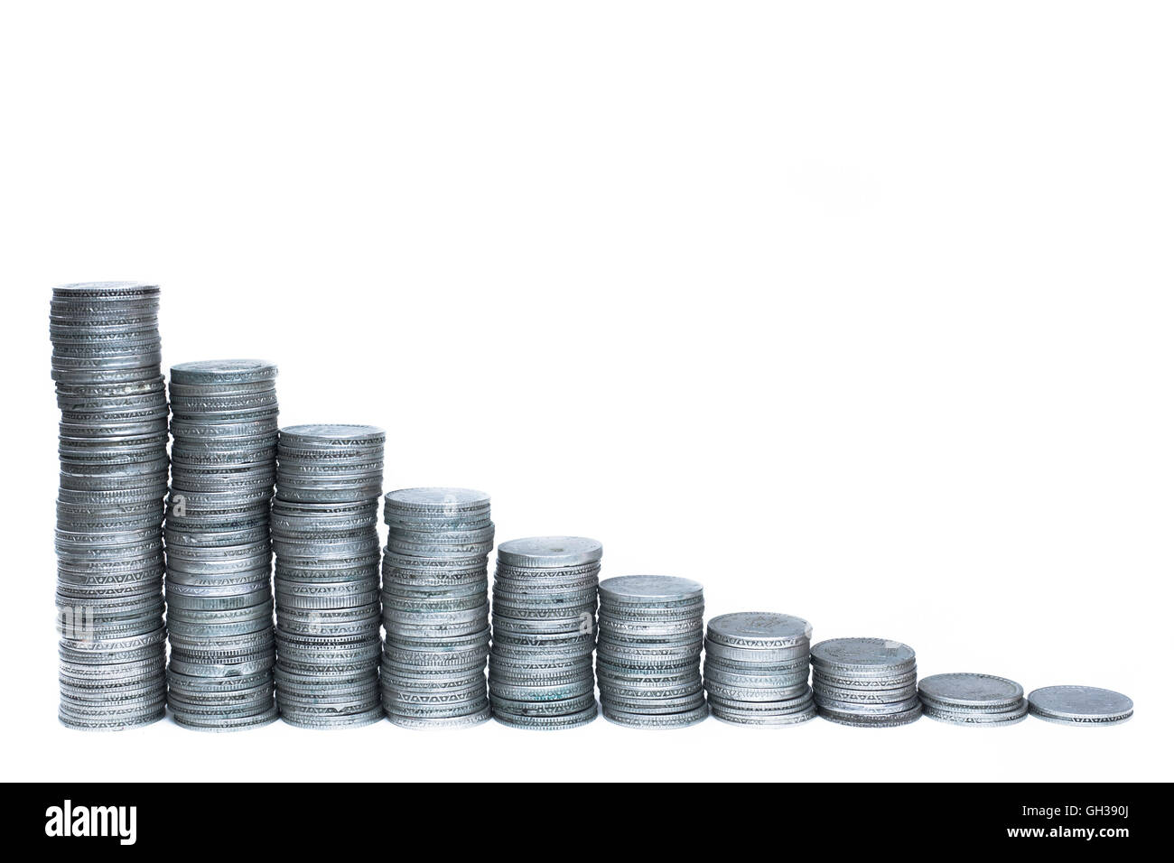 A rising graph made of silver coins Stock Photo - Alamy
