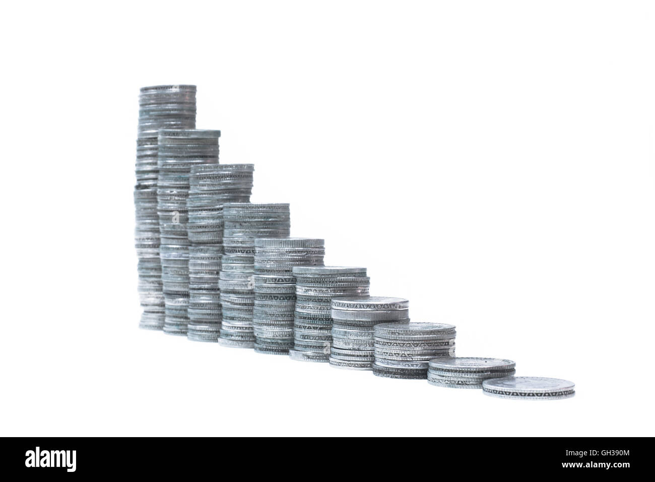 A rising graph made of silver coins Stock Photo - Alamy