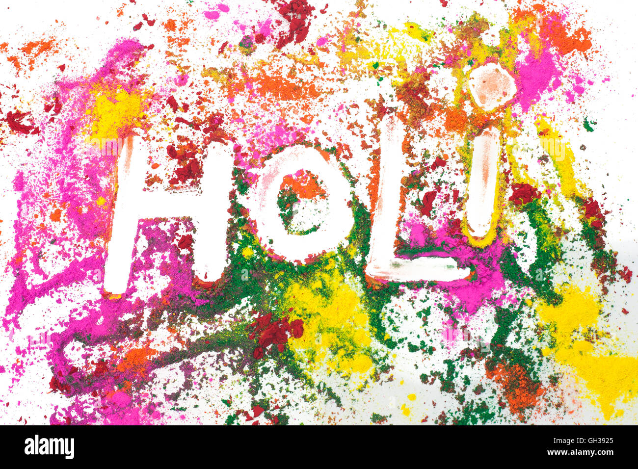 The word "COLOR" spelled out in a mess of colored dye powder Stock ...