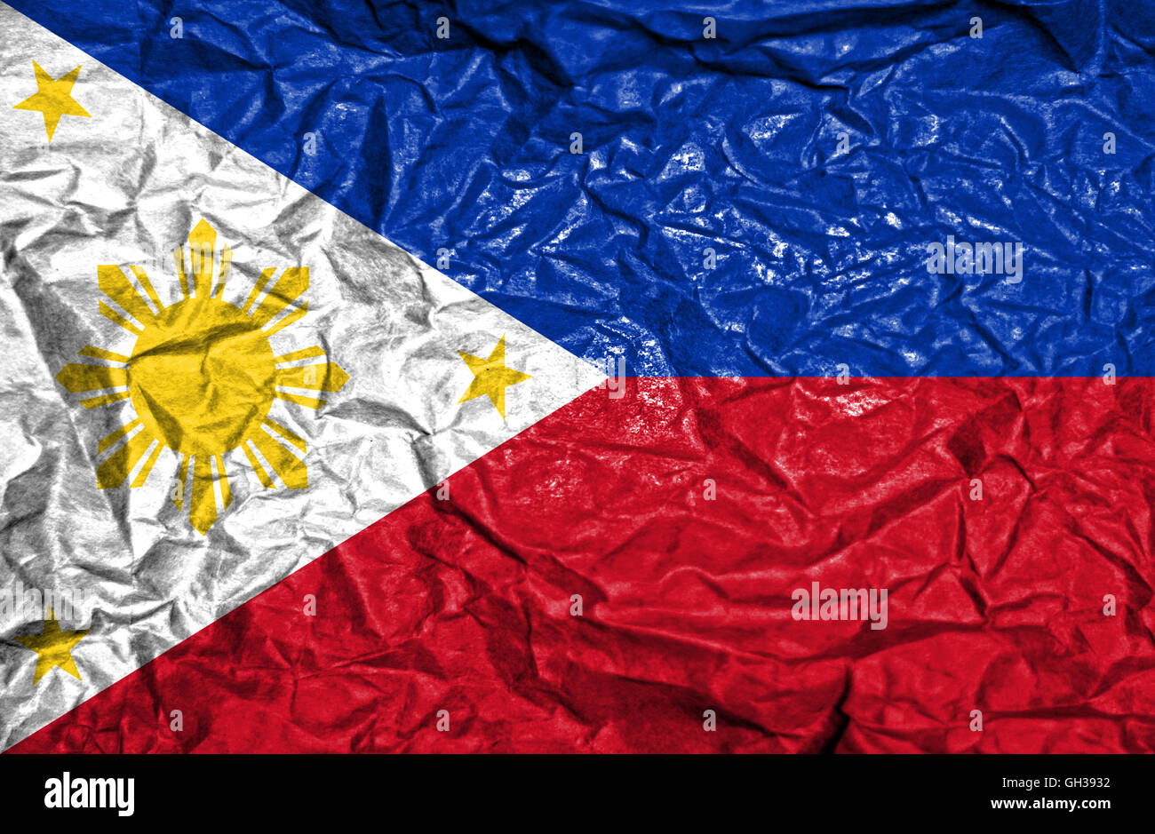Philippines vintage flag on old crumpled paper background Stock Photo ...