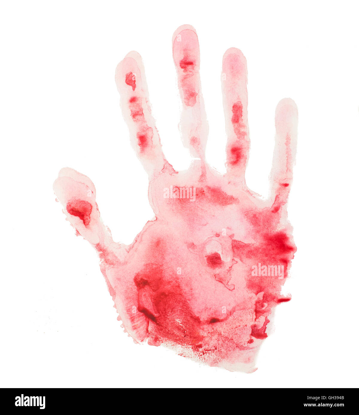 A red hand print isolated on white Stock Photo - Alamy