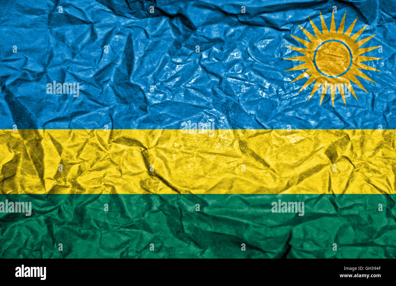 Rwanda vintage flag on old crumpled paper background Stock Photo - Alamy