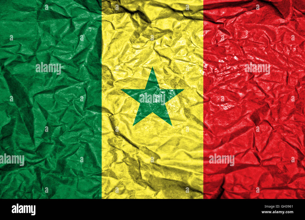 Senegal vintage flag on old crumpled paper background Stock Photo - Alamy