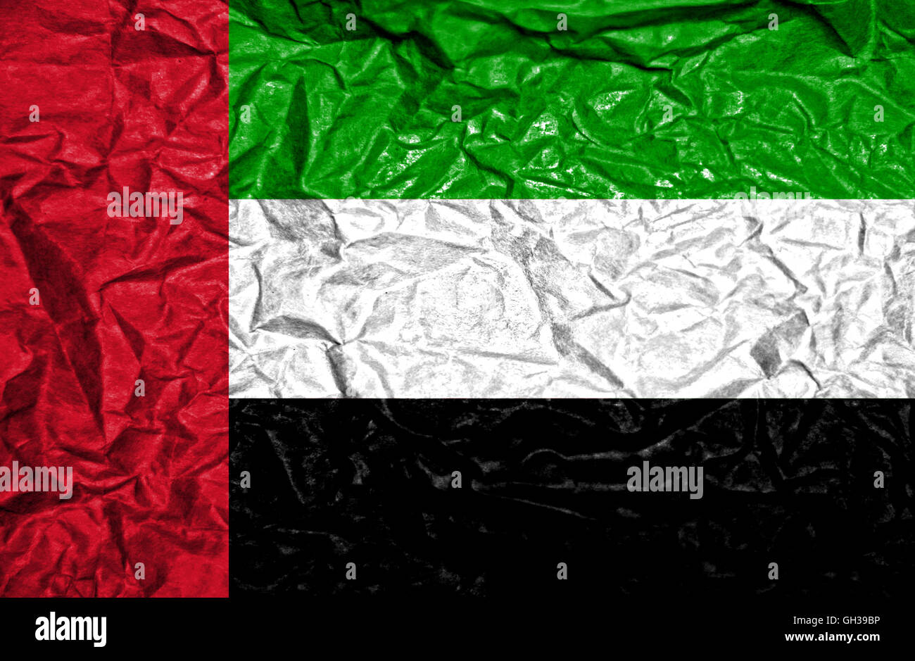 United Arab Emirates vintage flag on old crumpled paper background ...