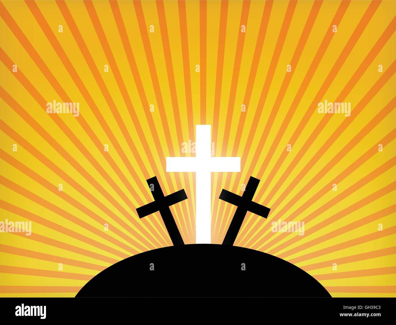 Silhouettes of crosses against a sunset sky. Easter background Stock ...