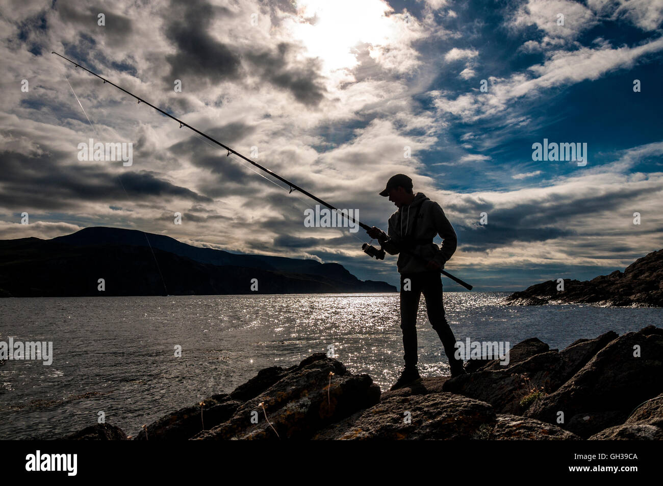 Loughros Point, Ardara, County Donegal, Ireland fishing off rocks by ...