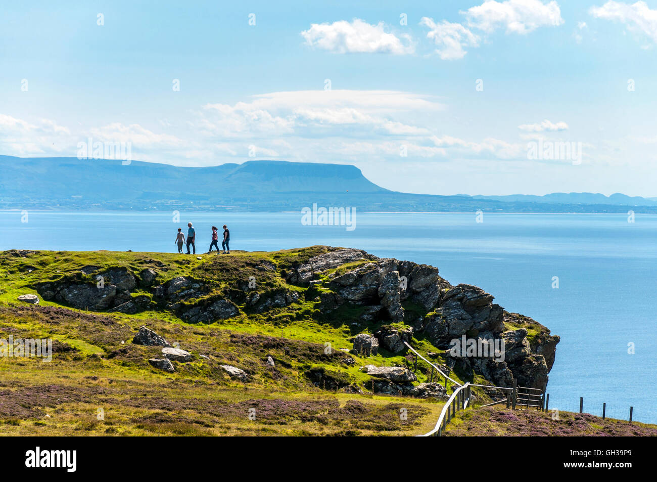 Walkers at Slieve League sea cliffs in County Donegal, Ireland Stock ...