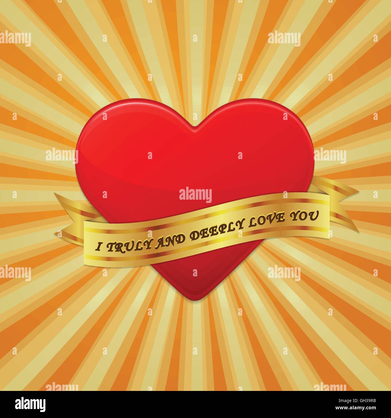 Heart with ribbon and phrase I Truly And Deeply Love You Stock Vector ...