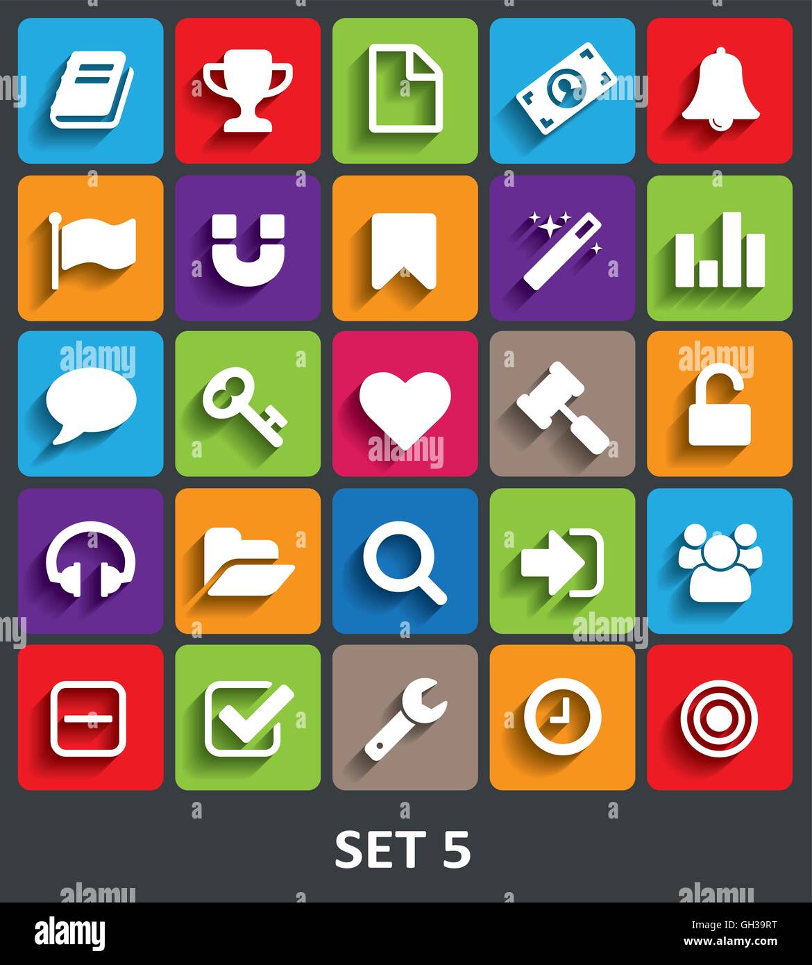 Trendy Vector Icons With Shadow. Set 5 Stock Vector Image & Art - Alamy