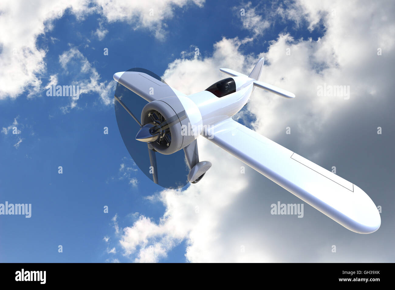 Propeller small plane against the sky. 3D render Stock Photo - Alamy