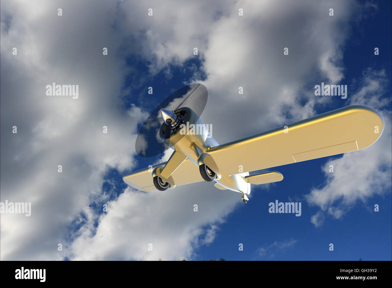 Propeller small plane against the sky. 3D render Stock Photo - Alamy