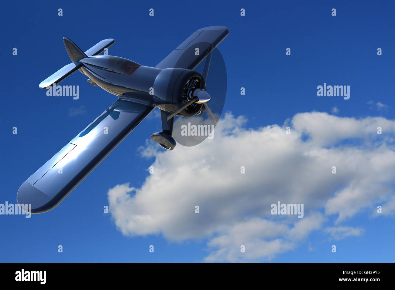 Propeller small plane against the sky. 3D render Stock Photo - Alamy