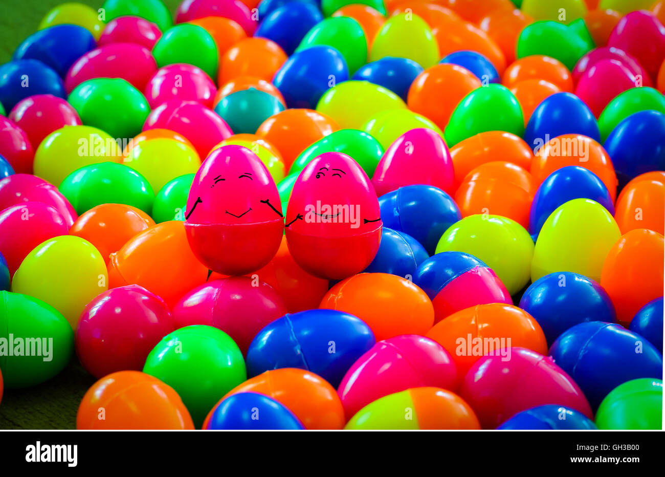 happy friend with painted smiley Stock Photo - Alamy