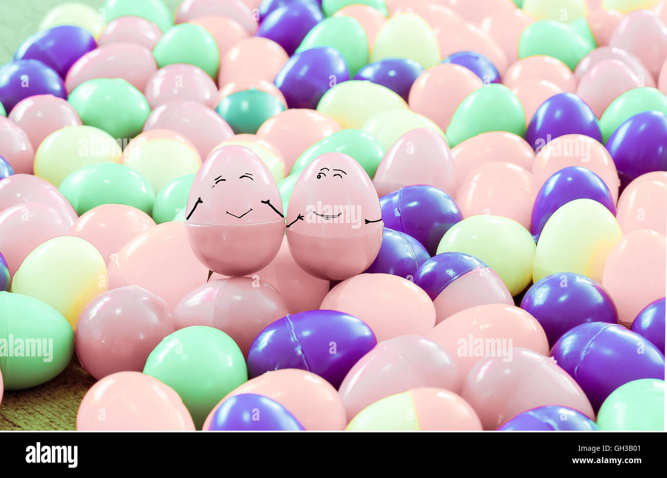 happy friend with painted smiley Stock Photo - Alamy