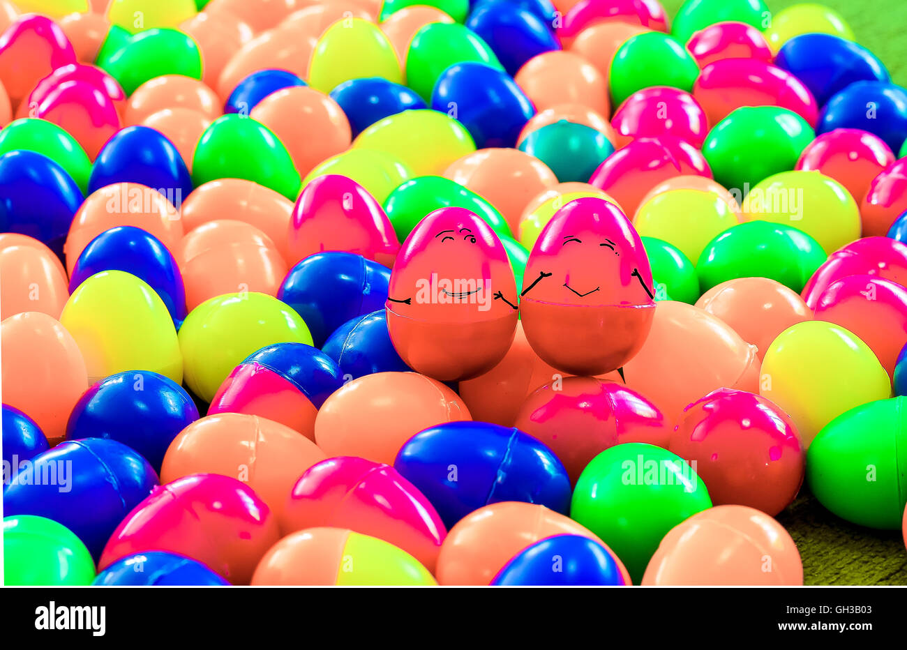 happy friend with painted smiley Stock Photo - Alamy
