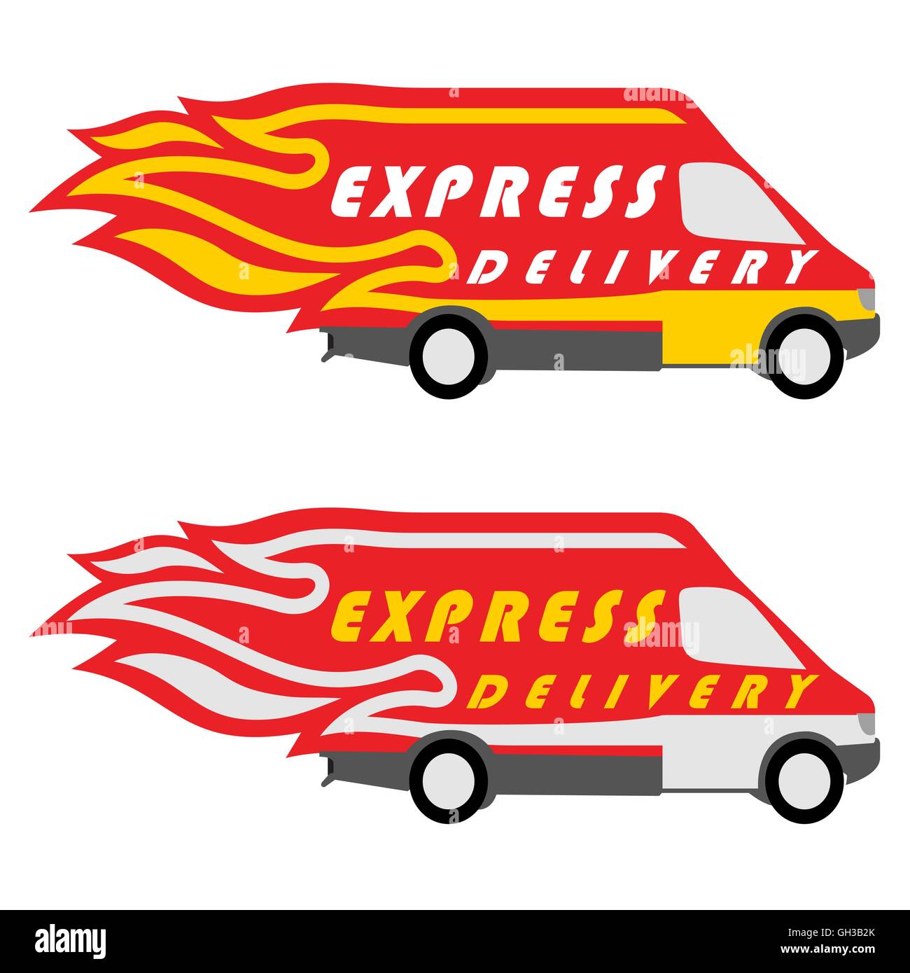 Express Delivery Symbols. Yellow-Red and Yellow-Silver Variations ...