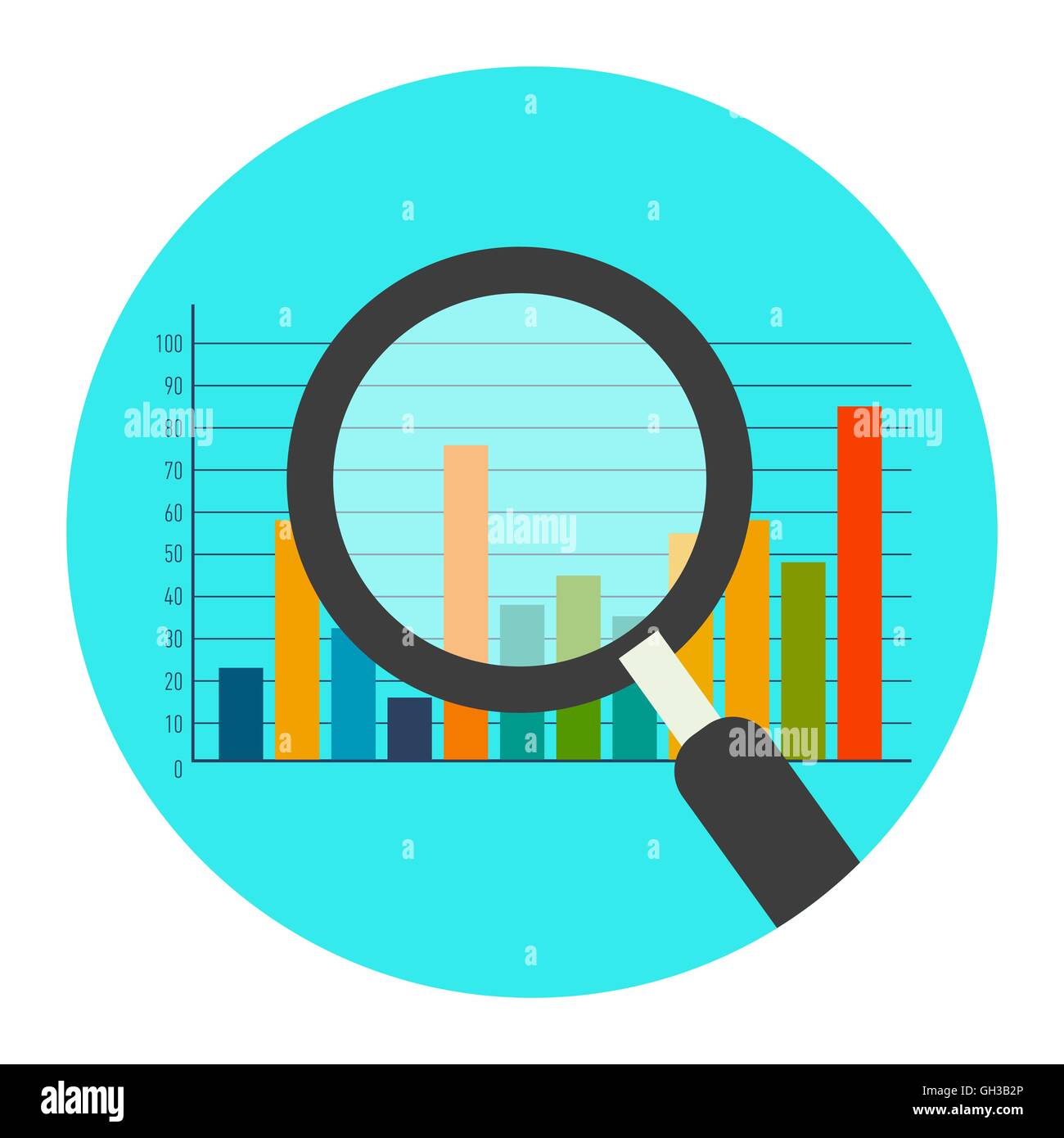 Analytics Icon. Flat style illustration. Isolated in colored circle on ...