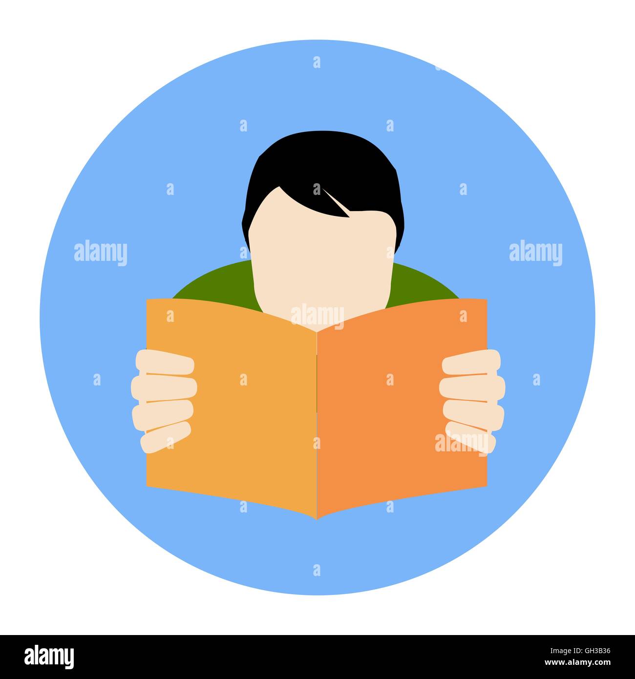 Reading Man Icon. FAQ Concept. Flat style illustration. Isolated in ...