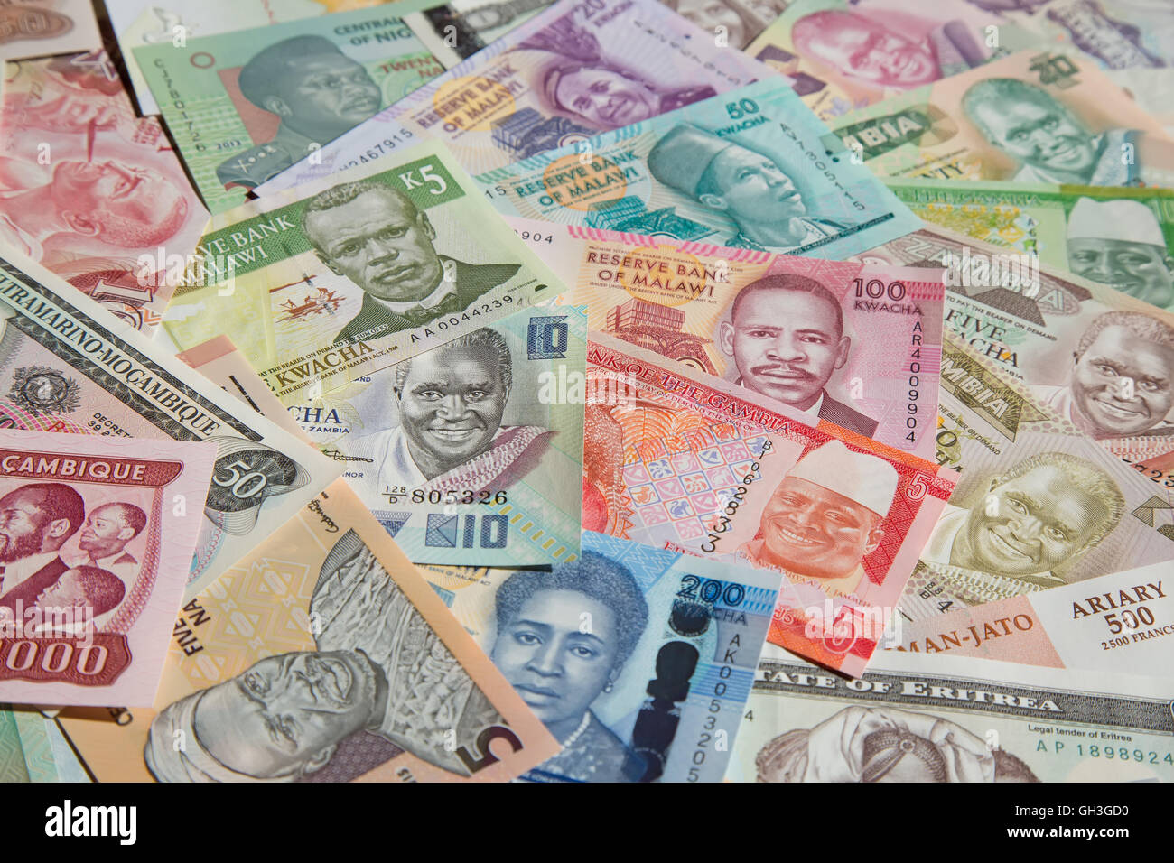 Variety of the African banknotes Stock Photo - Alamy