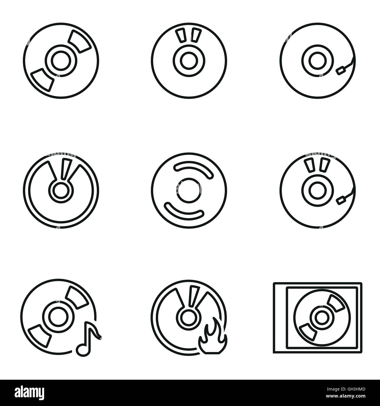 Vector line cd icon set on white background Stock Vector Image & Art ...