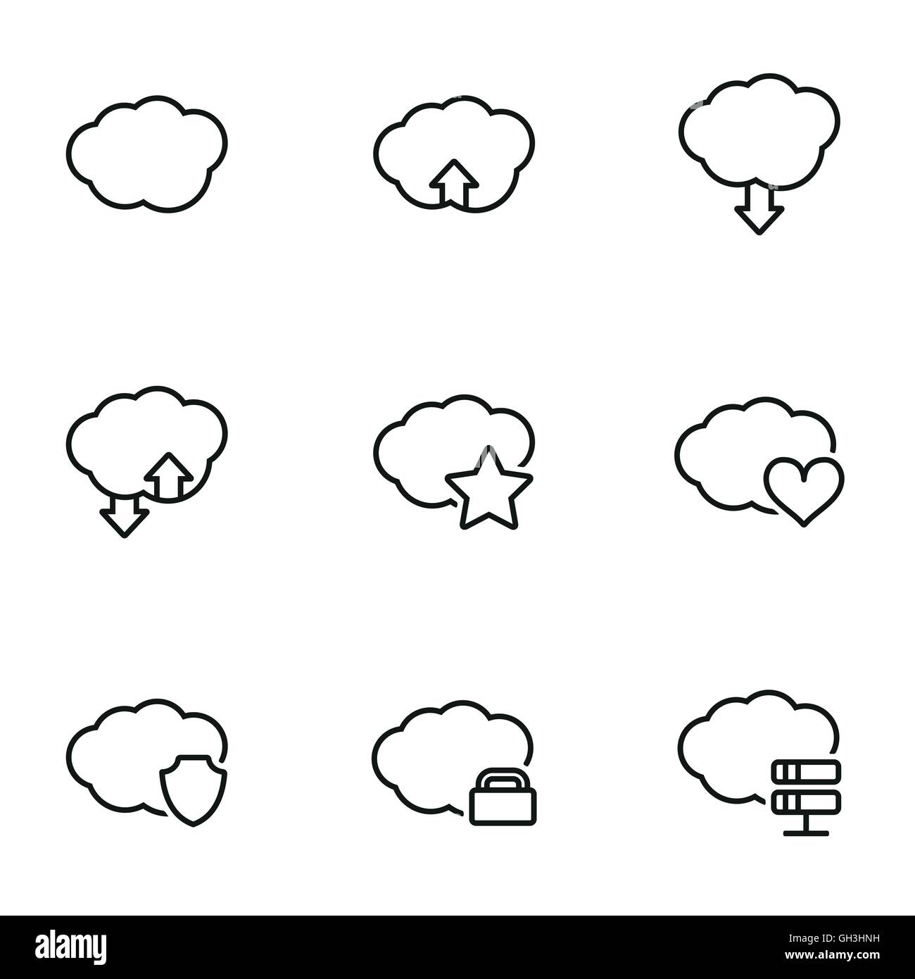 Vector line cloud icon set on white background Stock Vector Image & Art ...