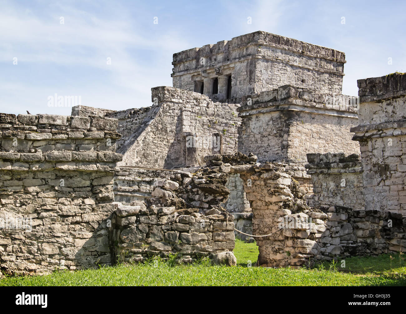 Ruins of the Mayan fortress and temple near Tulum, Mexico Stock Photo ...