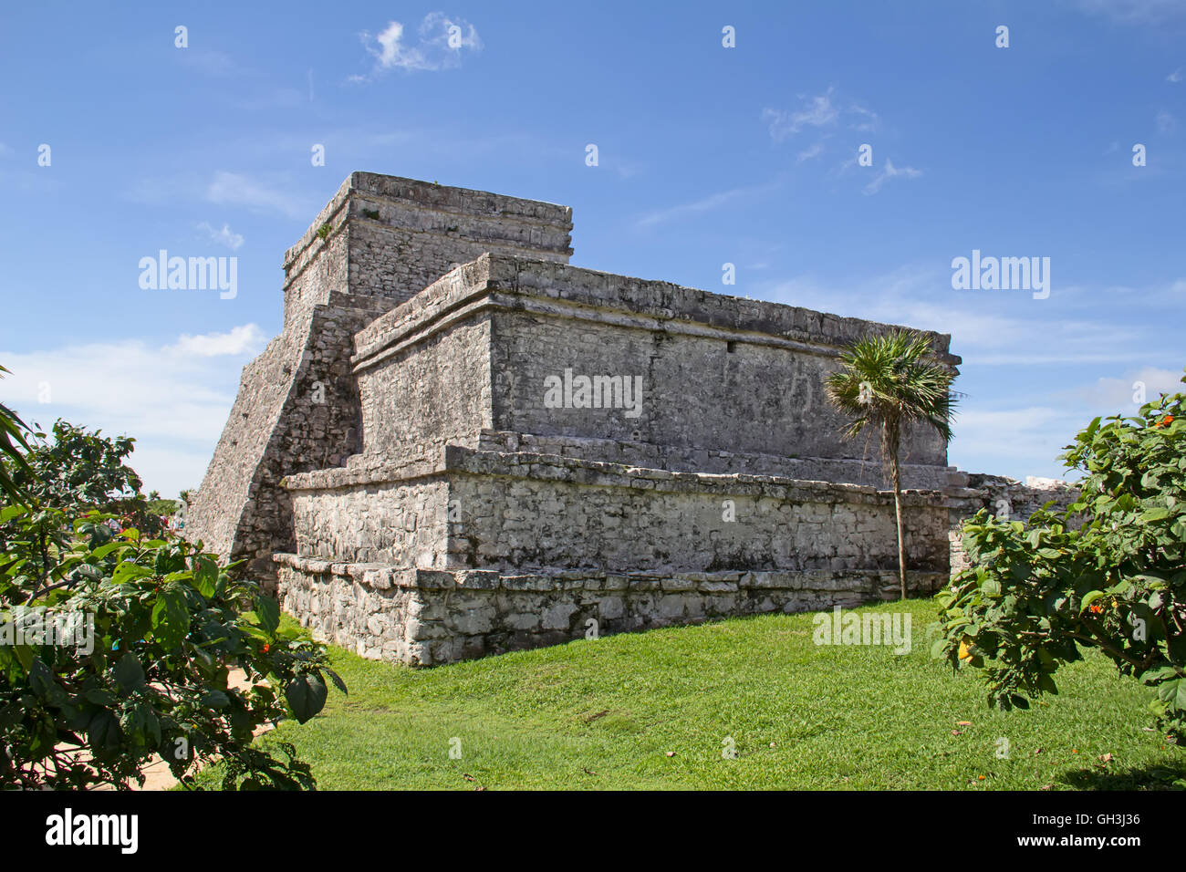 Ruins of the Mayan fortress and temple near Tulum, Mexico Stock Photo ...