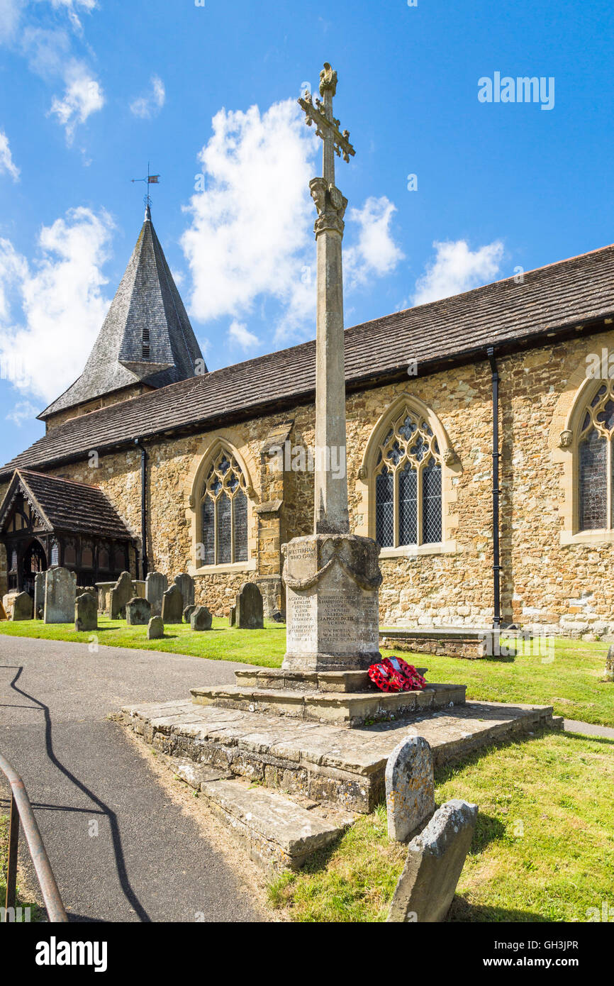 War memorial and churchyard at St Mary's Church, Westerham, a town in ...