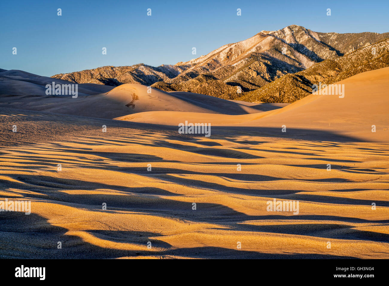 sand dunes patterns and texture at sunset - Great Sand Dunes National ...