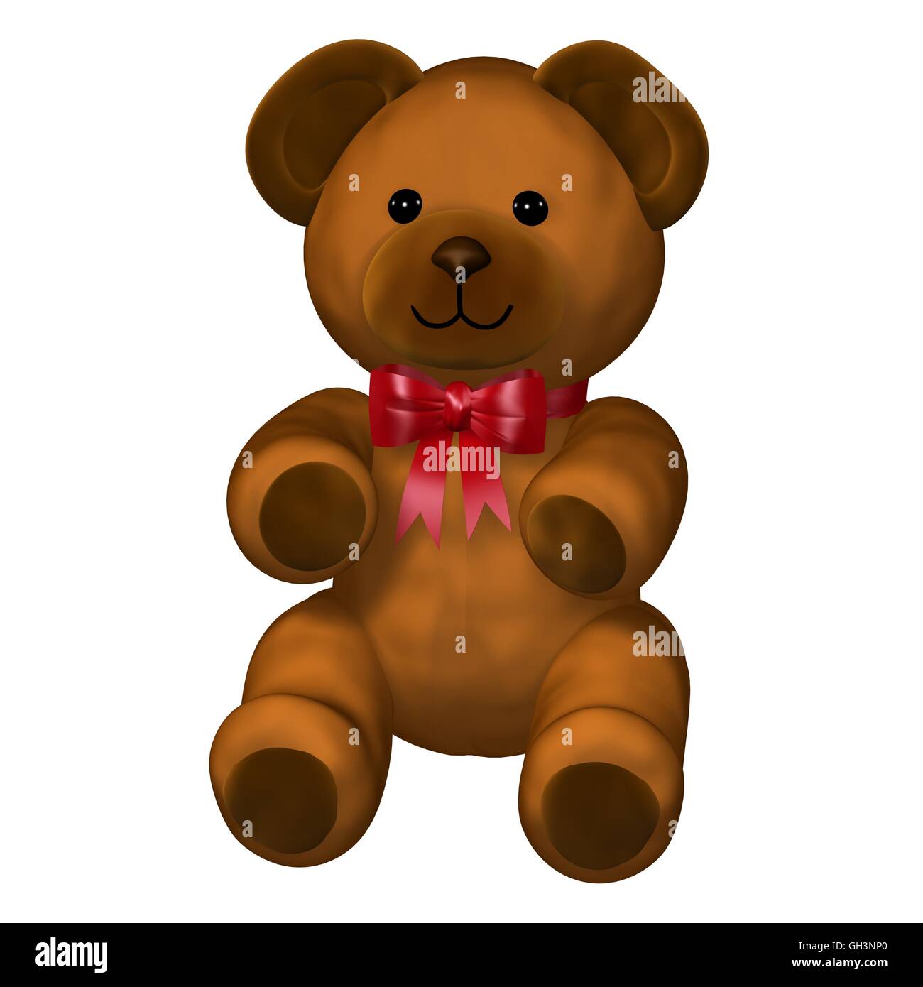 Cute brown teddy bear with red ribbon Stock Photo - Alamy