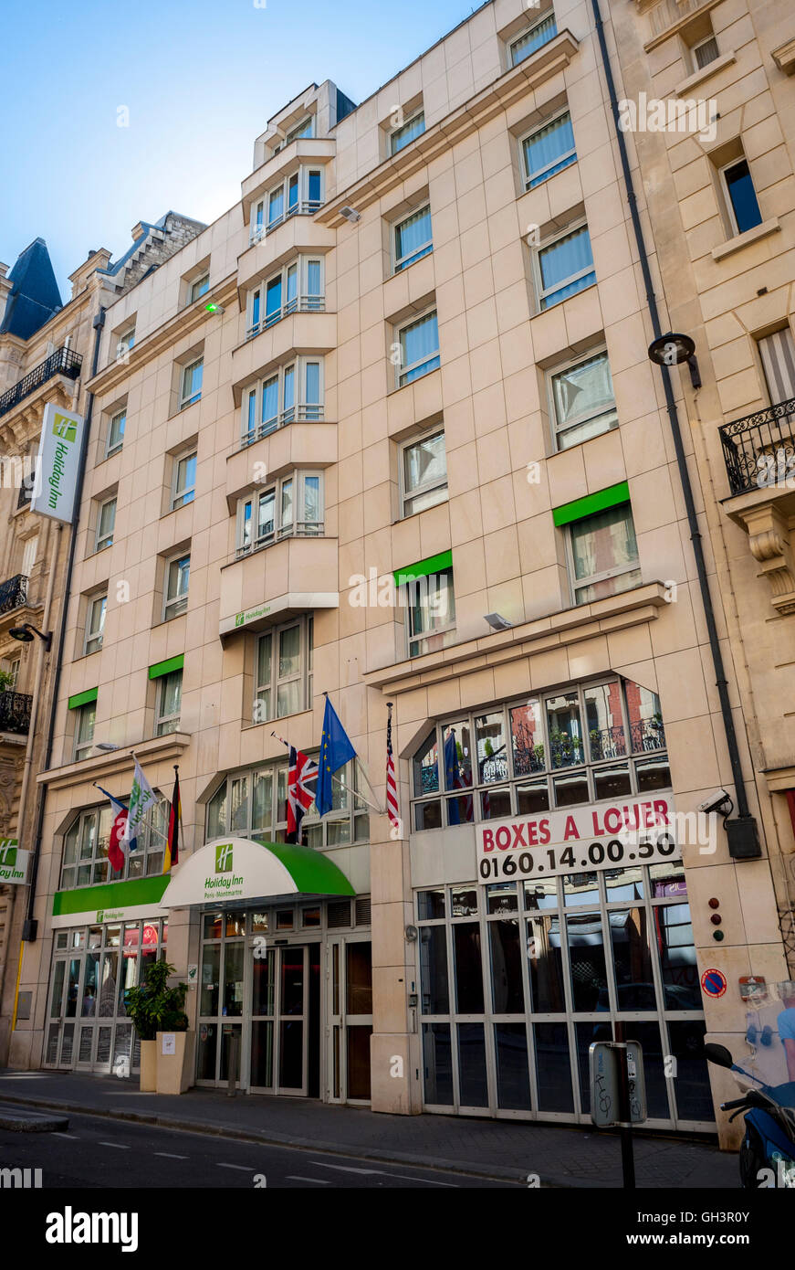 Paris, France, Holiday Inn Hotel, Montmartre, Building Front, Low Angle ...