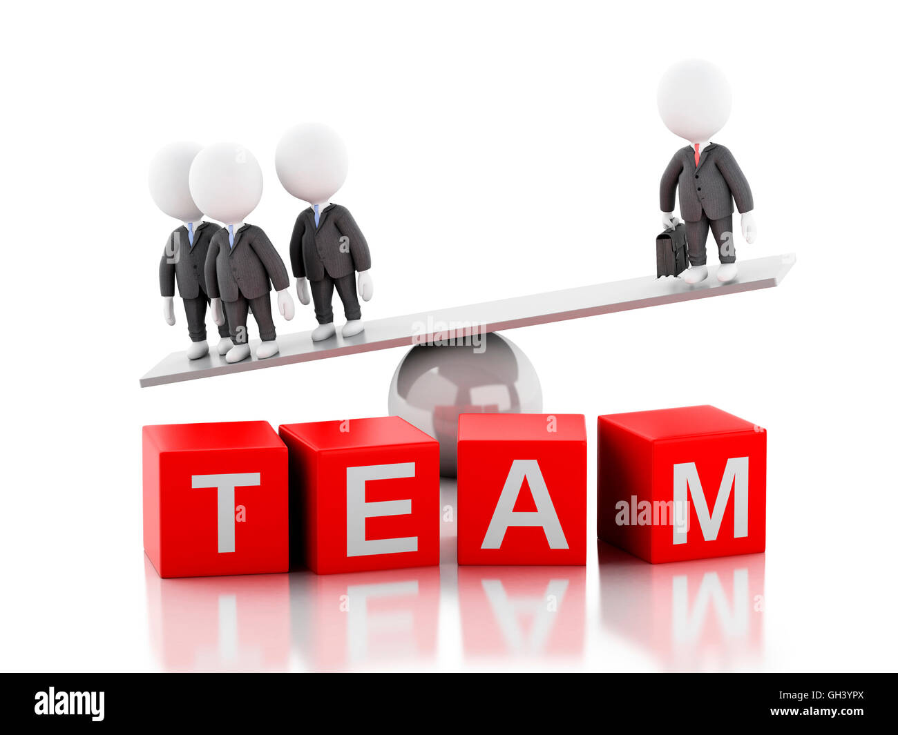 3d render image. White business people on a balance. Team concept ...