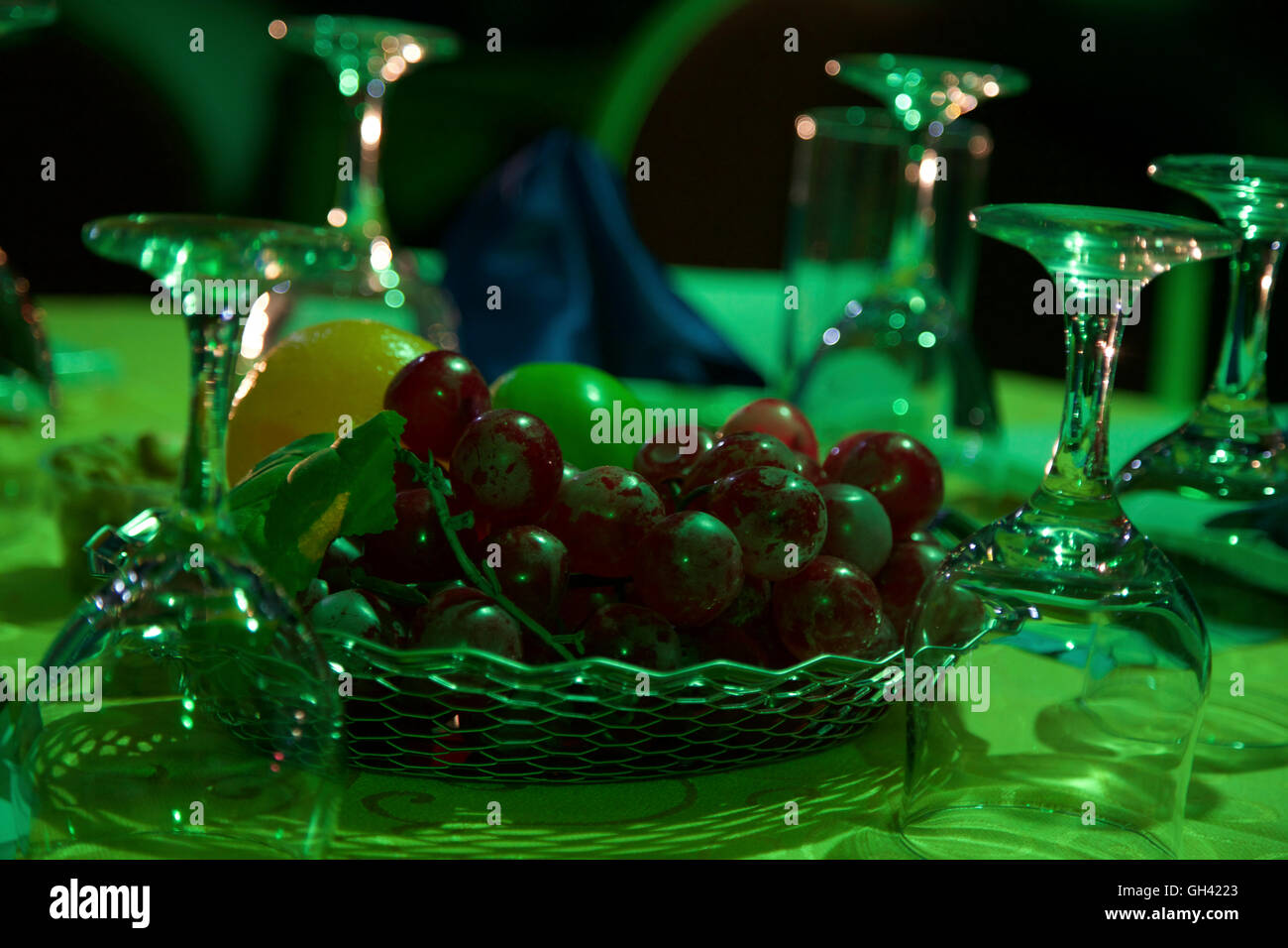 Table set for an evening social gathering Stock Photo - Alamy