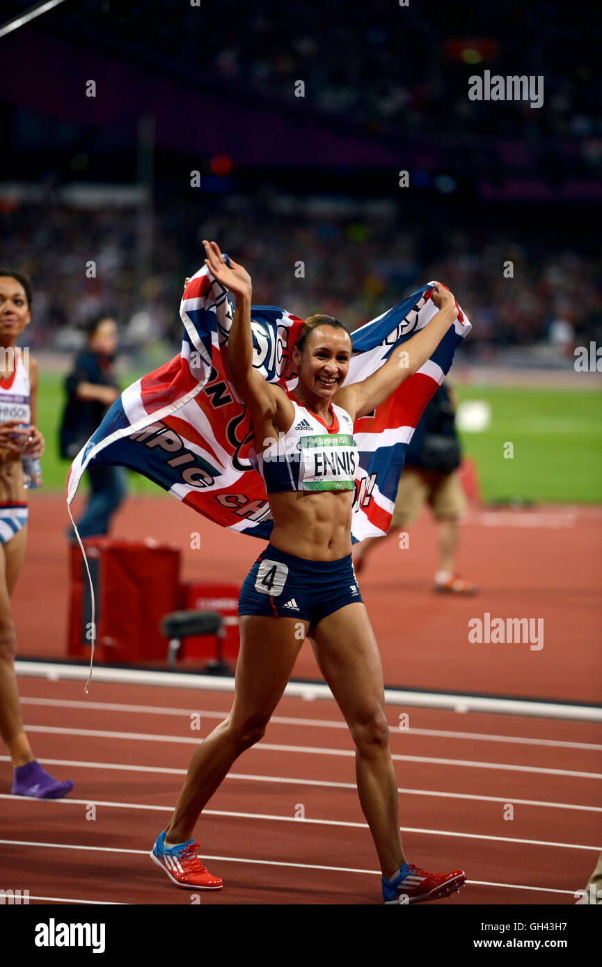 Jessica Ennis of Great Britain after winning the gold medal in the ...