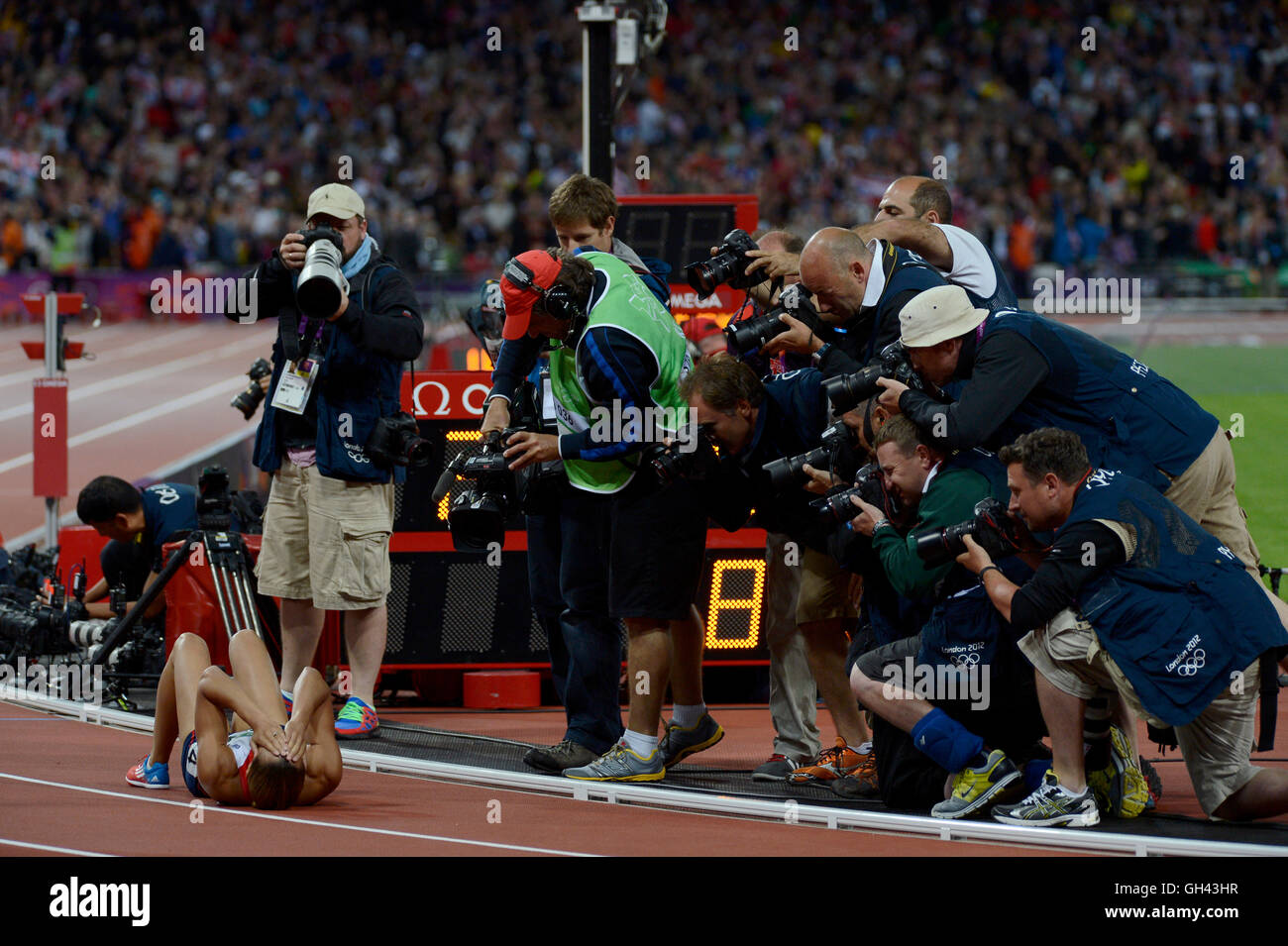 Jessica Ennis of Great Britain after winning the gold medal in the ...