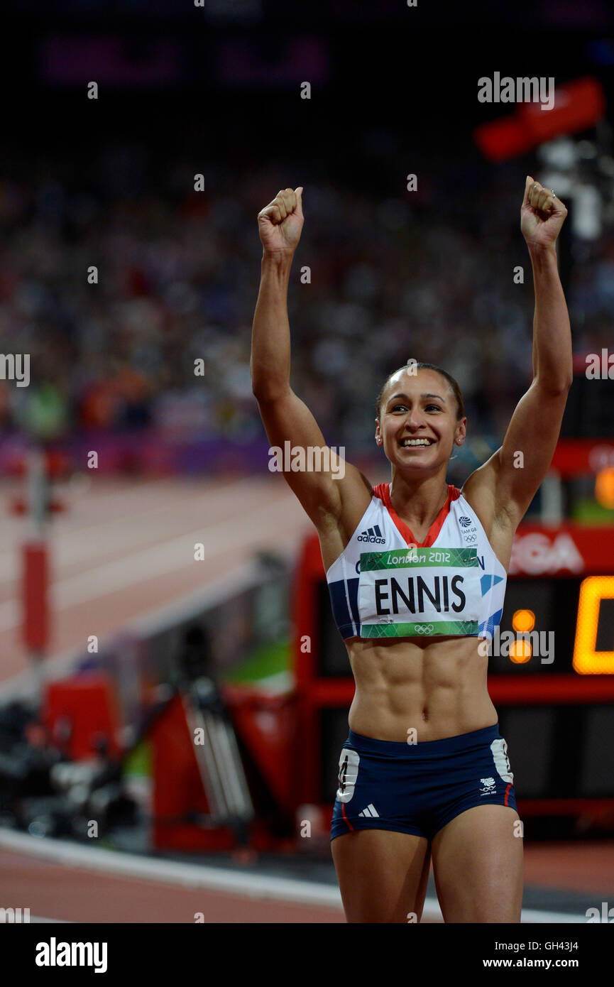 Jessica Ennis of Great Britain after winning the gold medal in the ...