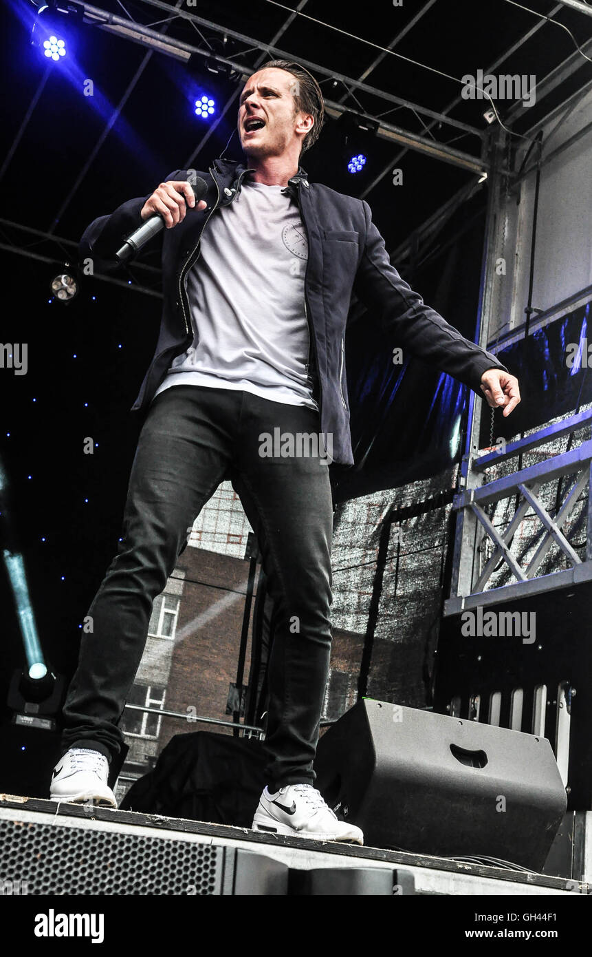 Ritchie Neville of pop band 5ive performs at Custom House Square, as ...