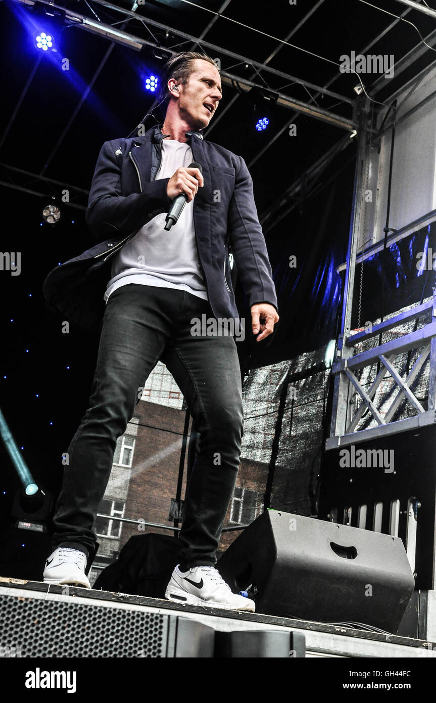 Ritchie Neville of pop band 5ive performs at Custom House Square, as ...
